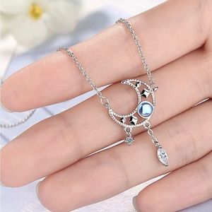 Jewelry | Moon Blue Stone Necklace | Poshmark